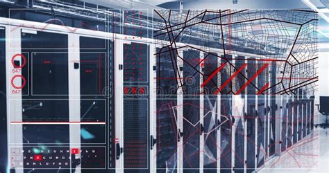 Data Processing And Network Connections Image Over Server Room Stock Data Processing And Network Connections Image Over Server Room Stock
