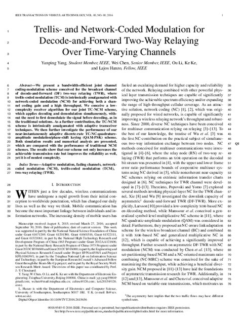 Pdf Trellis And Network Coded Modulation For Decode And Forward Two