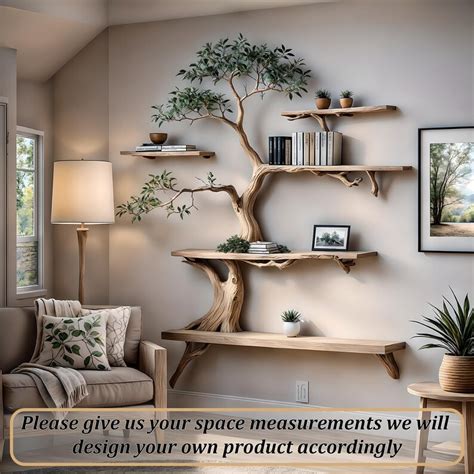 Bookshelf Tree Shaped Wooden Shelf For Interior Decoration Handmade Wooden Shelf Etsy