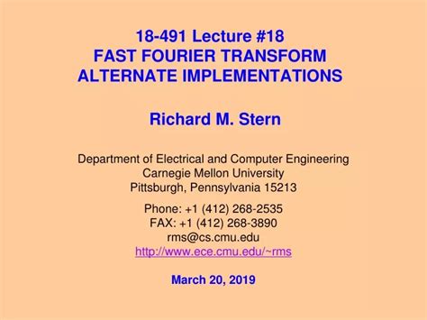 ppt 18 491 lecture 18 fast fourier transform alternate implementations powerpoint