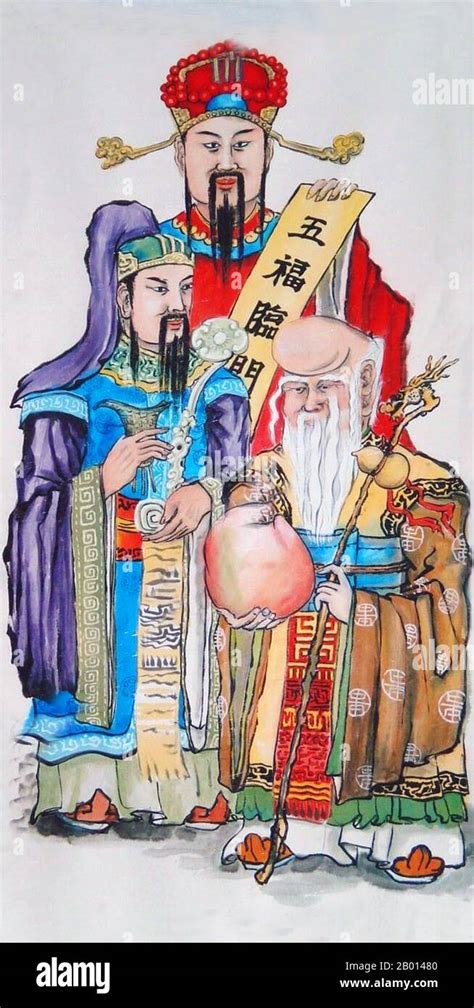 China The Daoist Gods Of Good Fortune Fu Prosperity Lu And