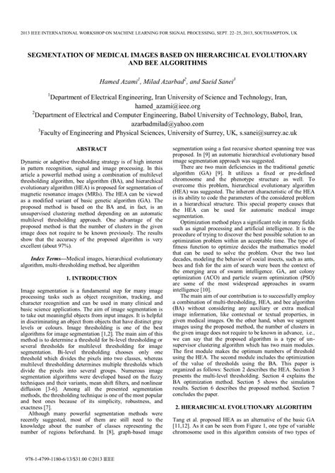 Pdf Segmentation Of Medical Images Based On Hierarchical Evolutionary