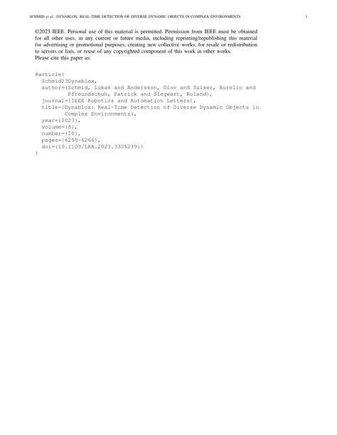Pdf Dynablox Real Time Detection Of Diverse Dynamic Objects In Complex Environments