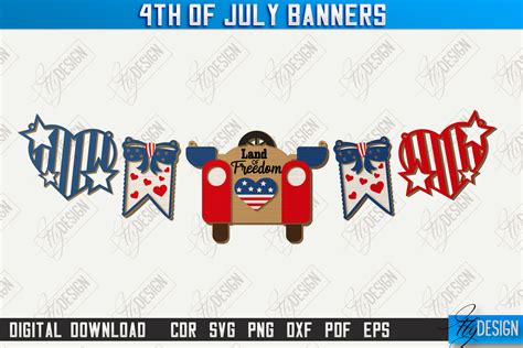 4th Of July Garland Laser Cut Banner · Creative Fabrica