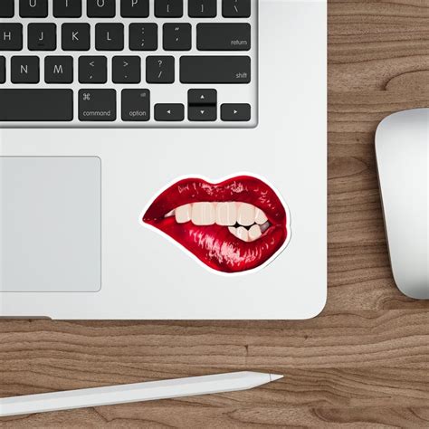Lip Bite Die Cut Sticker Etsy