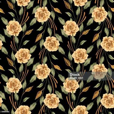 검은 배경에 섬세한 꽃이있는 꽃 이음새가 없는 패턴 꽃무늬에 대한 스톡 벡터 아트 및 기타 이미지 꽃무늬 어두운 색 0명 Istock