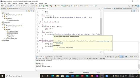 Inheritance Program Java Youtube