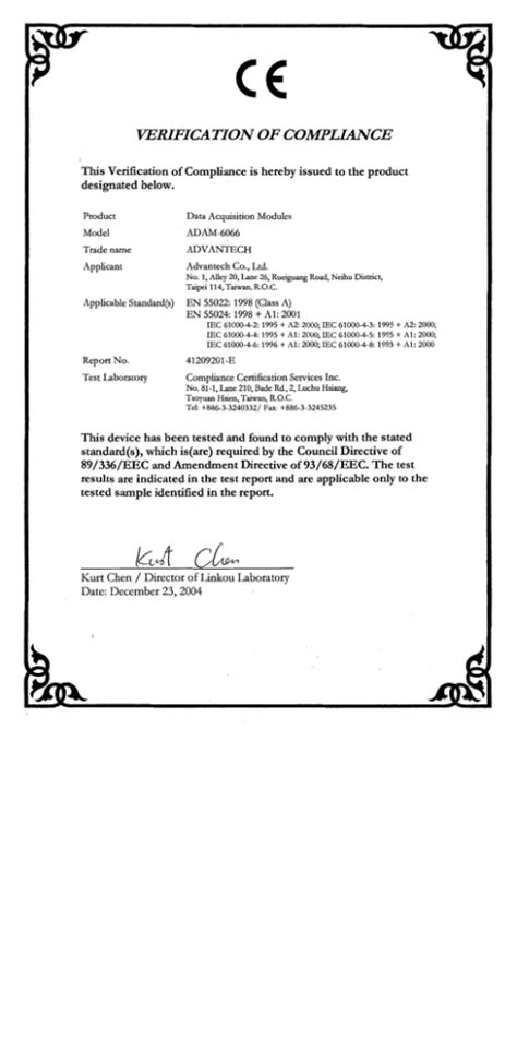 Ce Emc Test Report Advantech Adam 6066 Data Acquisition Modules