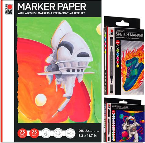 Marabu Marker Paper Sketchbook Set 75 Sheet Marker Sketchbook 24 Dual Tip