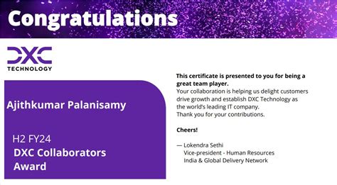 Ajithkumar P On Linkedin Dxctechnology Fy24 Collaboratorsaward