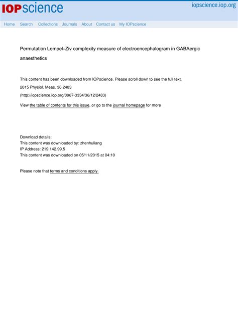 Pdf Permutation Lempel Ziv Complexity Measure Of Electroencephalogram