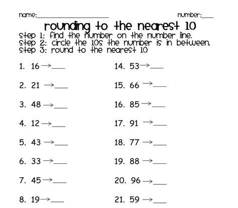 Rounding And Estimation Worksheets To The Nearest 10 2nd Grade Worksheets Library