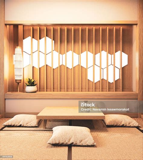 벽 장식과 다다미 바닥에 육각형 조명료칸3d 렌더링 0명에 대한 스톡 사진 및 기타 이미지 0명 3차원 형태 건설 산업 Istock