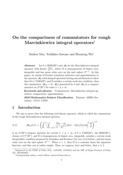 Pdf On The Compactness Of Commutators For Rough Marcinkiewicz
