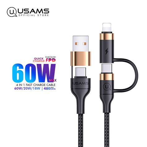 Usams W W Multi Usb Type C To Type C Type C To Lightning Fast Charging Data Cable