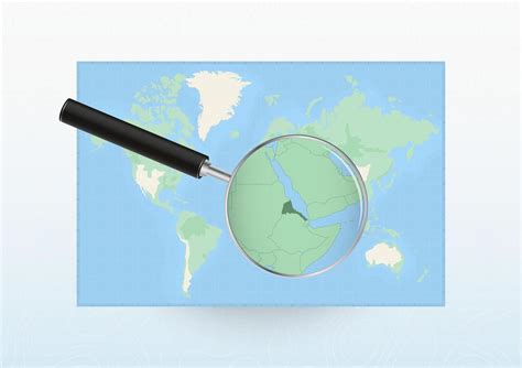 Map Of The World With A Magnifying Glass Aimed At Eritrea Searching Eritrea With Loupe