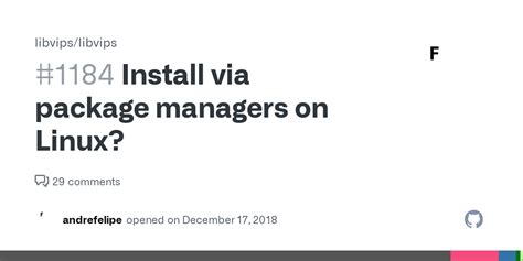 Install Via Package Managers On Linux · Issue 1184 · Libvipslibvips · Github
