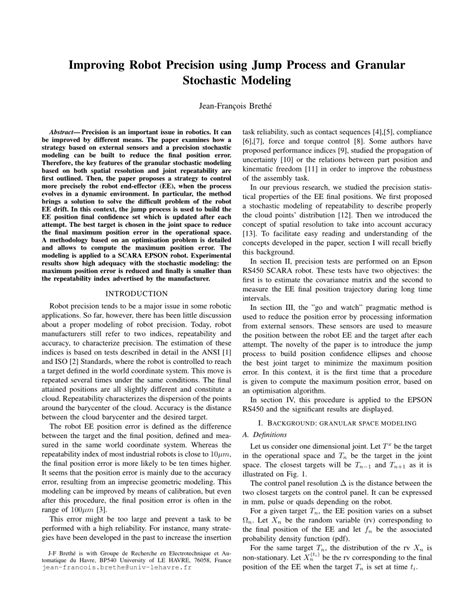 Pdf Improving Robot Precision Using Jump Process And Granular Stochastic Modeling