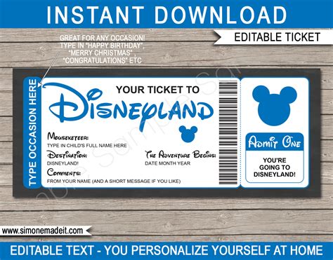 Disneyland Ticket Printable