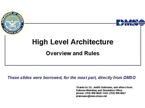 High Level Architecture Overview And Rules These Slides