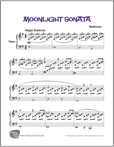 Piano Keys Notes For Moonlight