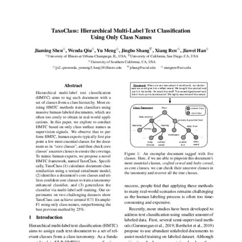 Taxoclass Hierarchical Multi Label Text Classification Using Only