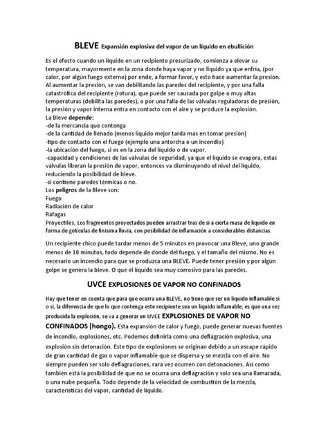 Resumen Bleve Uvce Pdf Líquidos Presión
