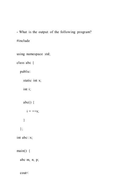 What Is The Output Of The Following Programinclude Docx Programming Languages Computing