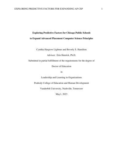 Exploring Predictive Factors For Chicago Public Schools To Expand