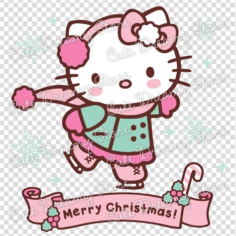 Pink Hello Kitty Ice Skating Merry Christmas Clipart Svg Png Eps