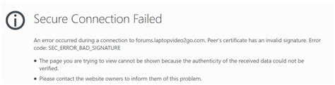 fixed sec error bad signature bug in firefox techquack