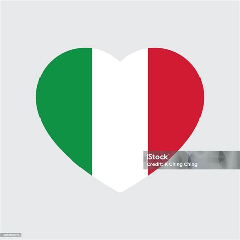 녹색 흰색 및 빨간색 하트 아이콘은 이탈리아 국기의 색상입니다 평면 벡터 그림입니다 관광에 대한 스톡 벡터 아트 및 기타 이미지