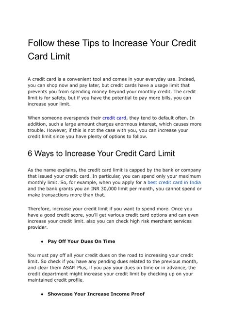 Follow These Tips To Increase Your Credit Card Limit By Sikha Sinha Issuu