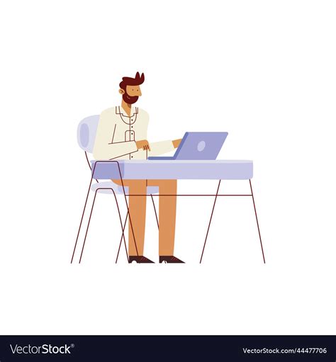 Man Seated Using Laptop Royalty Free Vector Image