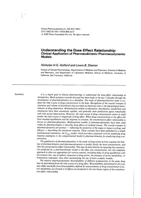 Pdf Understanding The Dose Effect Relationship