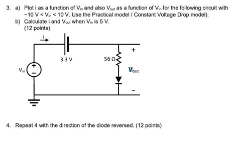 Solved 3 A Plot I As A Function Of Vin And Also Vout As A