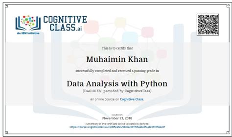 Muhaimin Khan On Linkedin Ibmcertified Dataanalysis Python