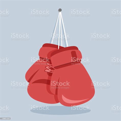 권투 장갑은 벽에 못에 걸려 플랫 디자인의 간단한 벡터 일러스트레이션 권투 글러브에 대한 스톡 벡터 아트 및 기타 이미지