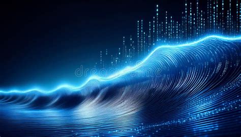 Digital Wave Crashing With Vibrant Blue Light And Binary Patterns