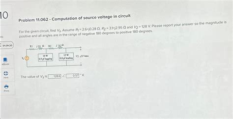 Solved Problem Computation Of Source Voltage In Chegg