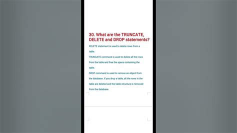 30what Are The Truncate Delete And Drop Statements Sqlinterviewquestions Sql Databases