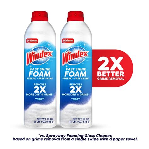 Windex Glass Cleaner Foam No Drip Aerosol Spray 2x19 Oz