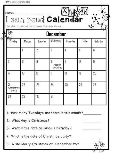 Calendar Math Worksheets Educational Printable Activities