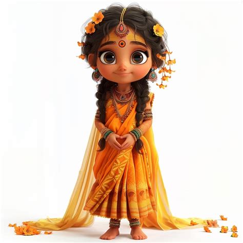 Premium Photo A Classic Indian Little Chibi Girl Charecter
