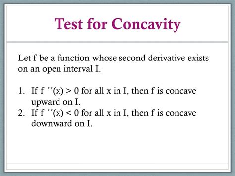 Ppt Concavity And The Second Derivative Test Powerpoint Presentation
