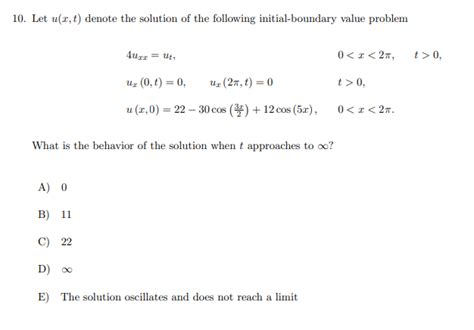 Solved 10 Let U X T Denote The Solution Of The Following Chegg Com