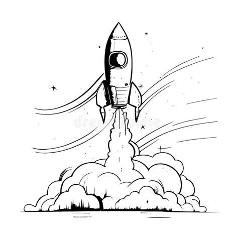 Sketch Of A Space Rocket Taking Off Stock Illustration Illustration Of Graphic Taking 268924439