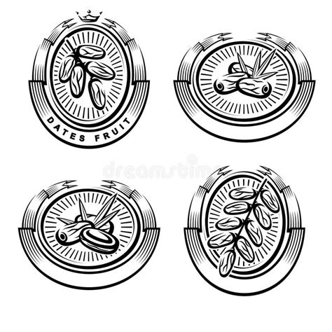 Dates Fruit Labels And Elements Set Collection Icon Dates Fruit Stock