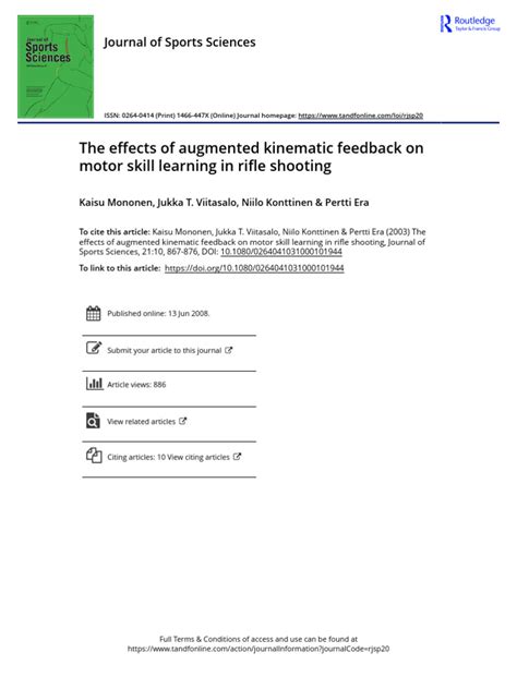 The Effects Of Augmented Kinematic Feedback On Motor Skill Learning In Rifle Shooting Download