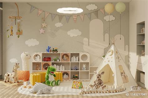 现代奶油风儿童玩具房su模型下载【id 1143217041】 知末su模型网